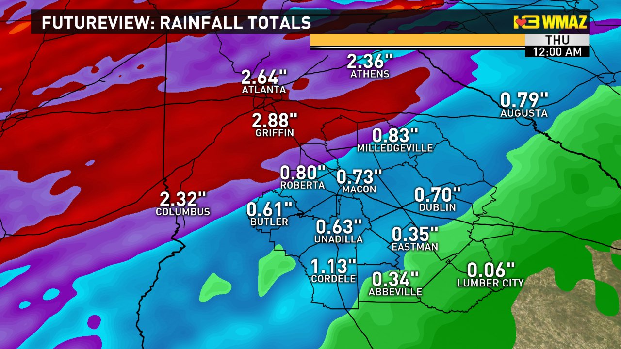 Coming soon to central Ga.: RAIN! | 13wmaz.com